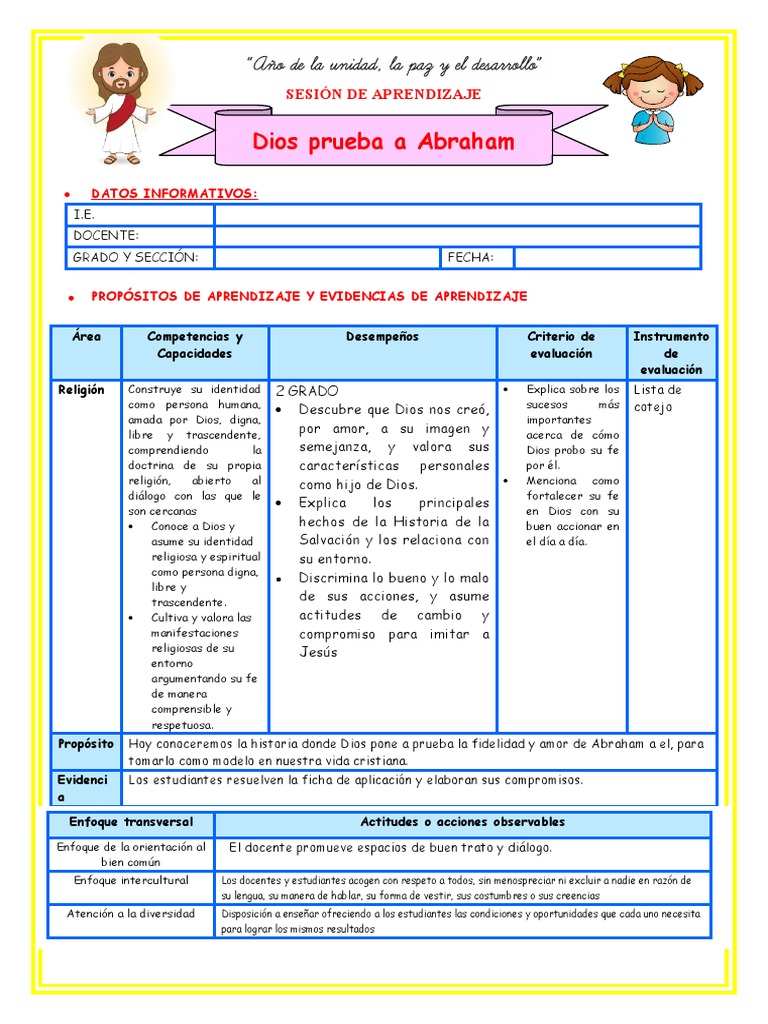 2º E5 s2 Sesion d2 Religión Dios Prueba A Abraham | PDF
