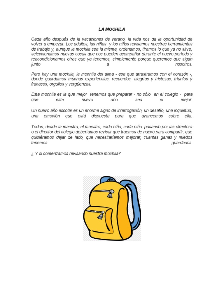 LA MOCHILA REFLEXION | PDF