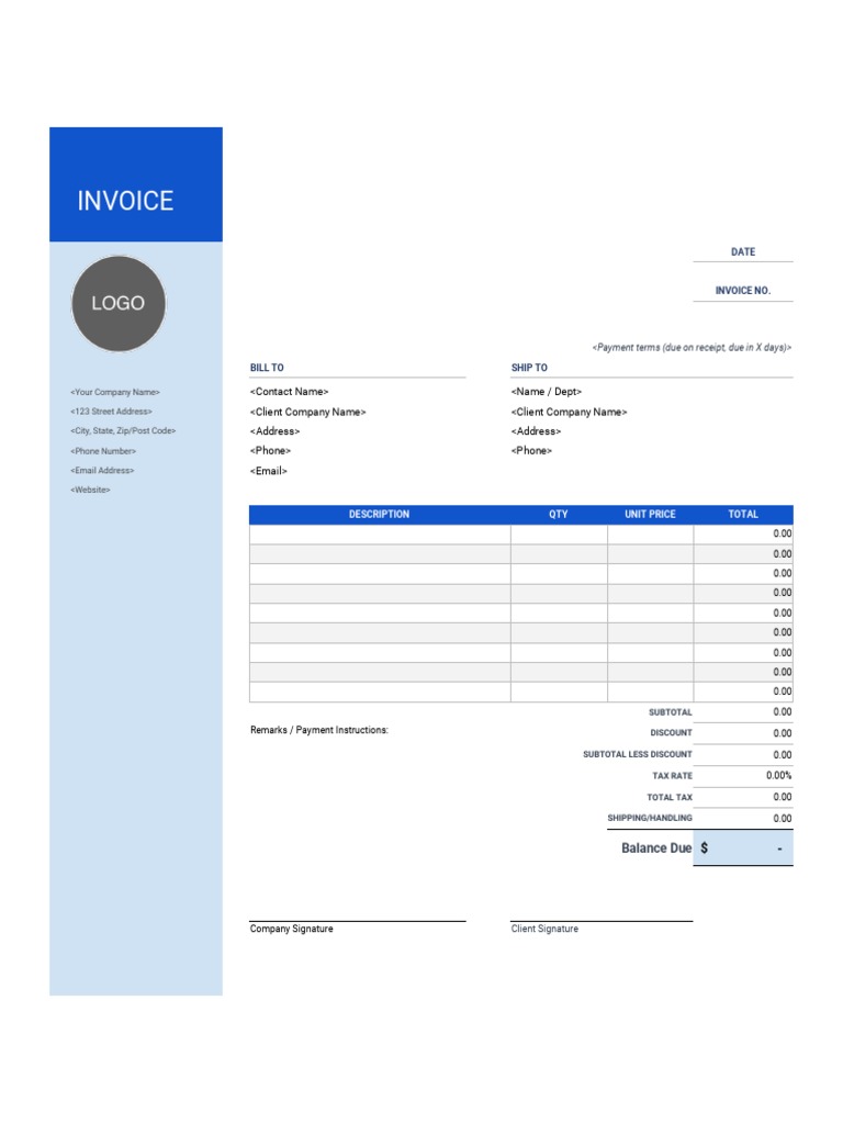 Classic Excel Invoice Template | PDF