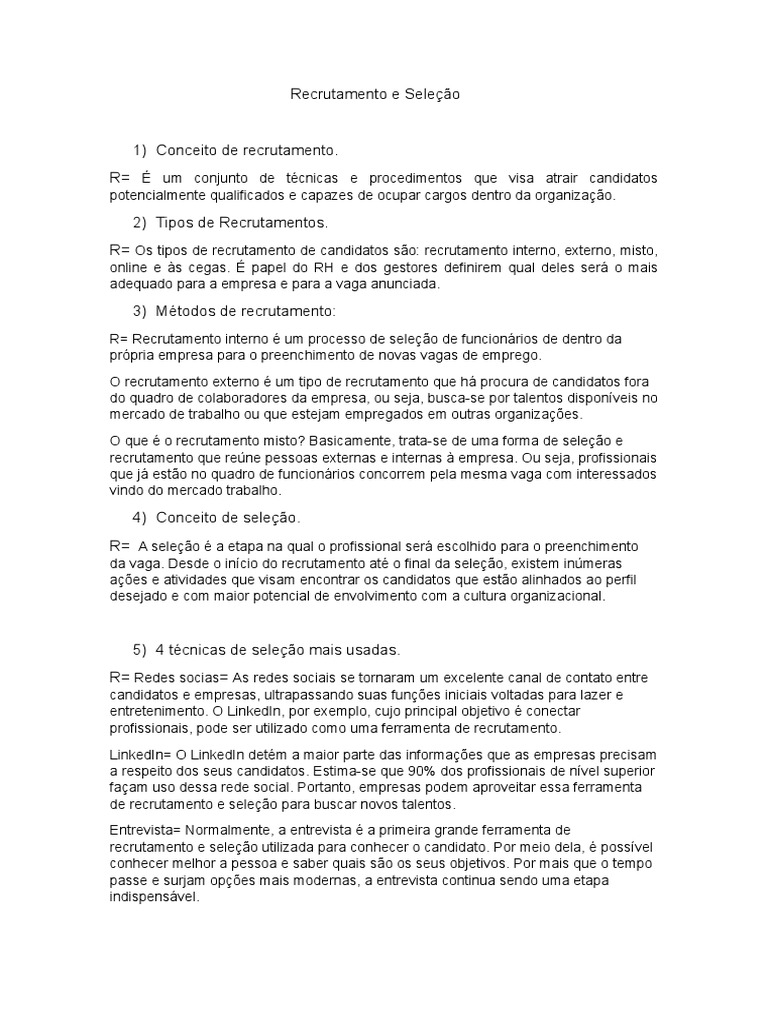 Recrutamento e Selecao | PDF Recrutamento e Selecao | PDF