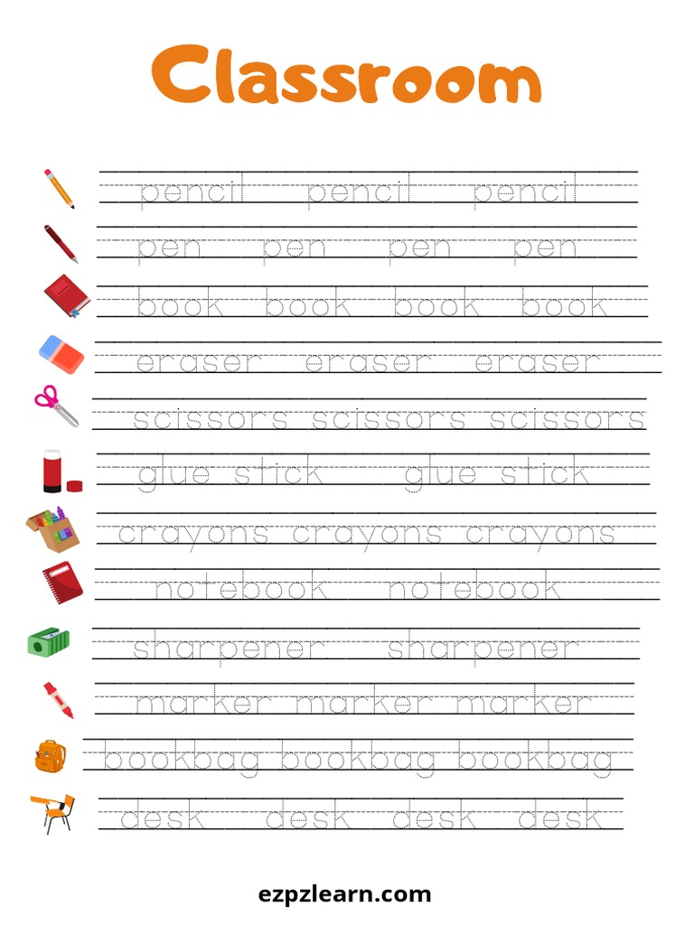 Classroom Tracing Worksheet 1 | PDF