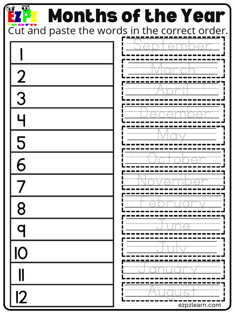 Cut and Paste Months | PDF | Home & Garden