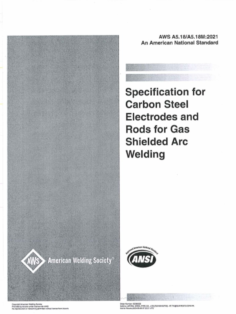 AWS A5.18-2021 - Specification For Carbon Steel Electrodes and Rods For ...