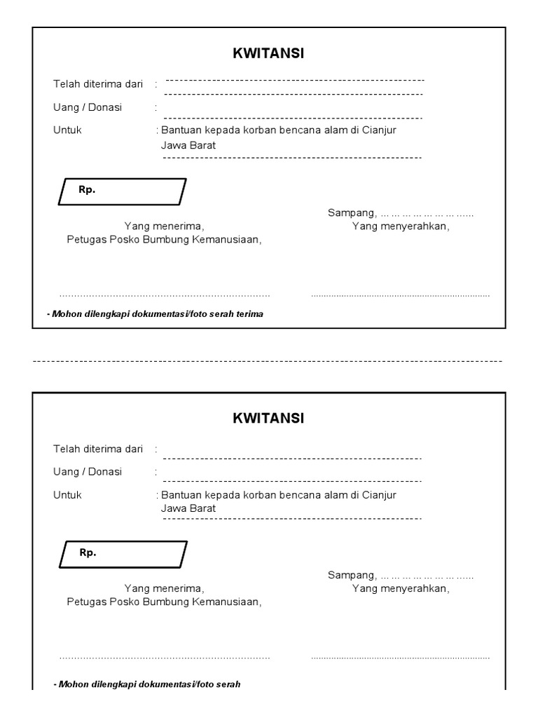 Kwitansi Donasi Dan Tanda Terima Barang | PDF