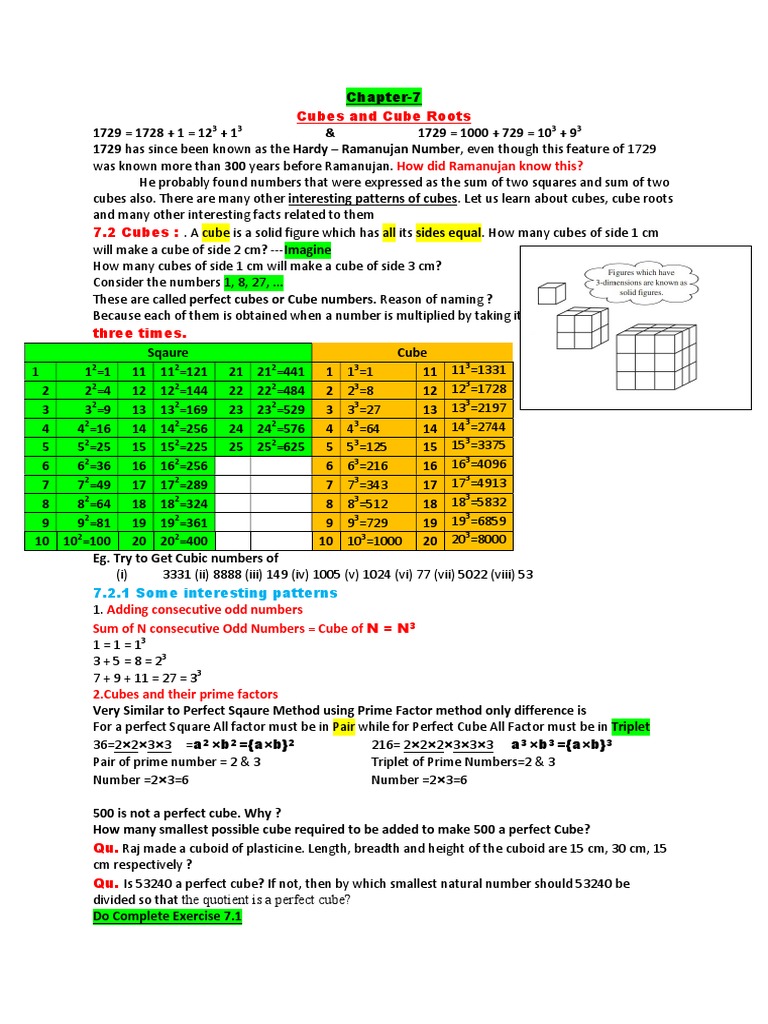 Chapter-7 Cube Root | Download Free PDF | Mathematical Objects | Number ...