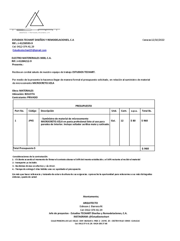 Cotizacion Electro Materiales | PDF