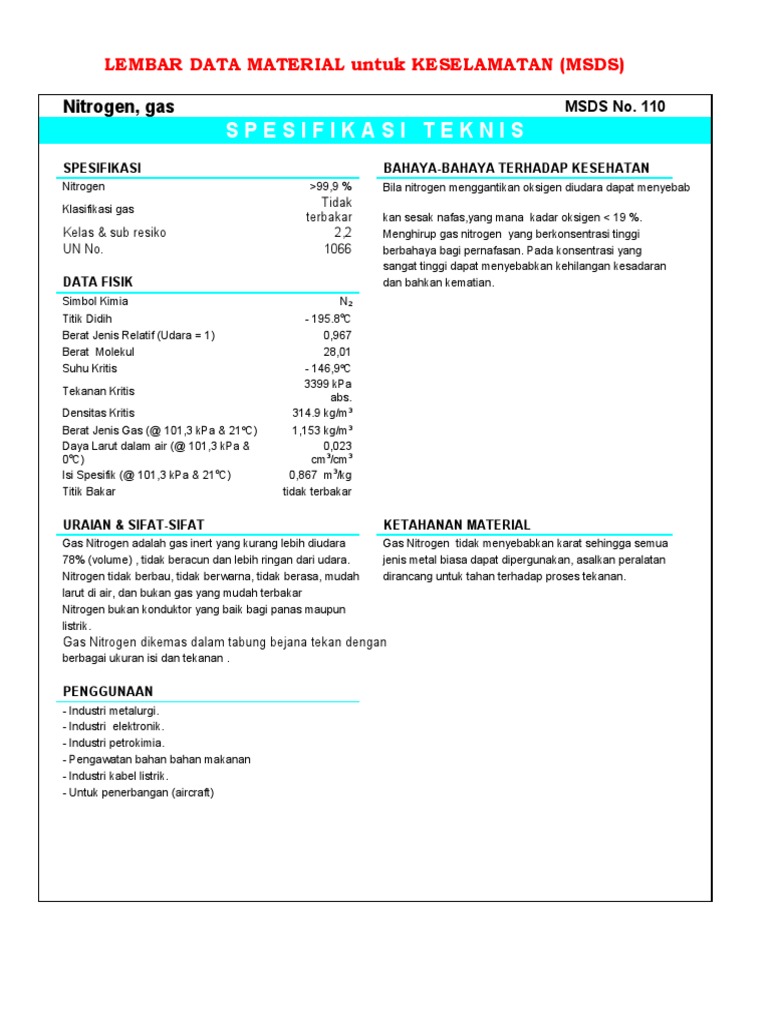 MSDS Nitrogen | PDF