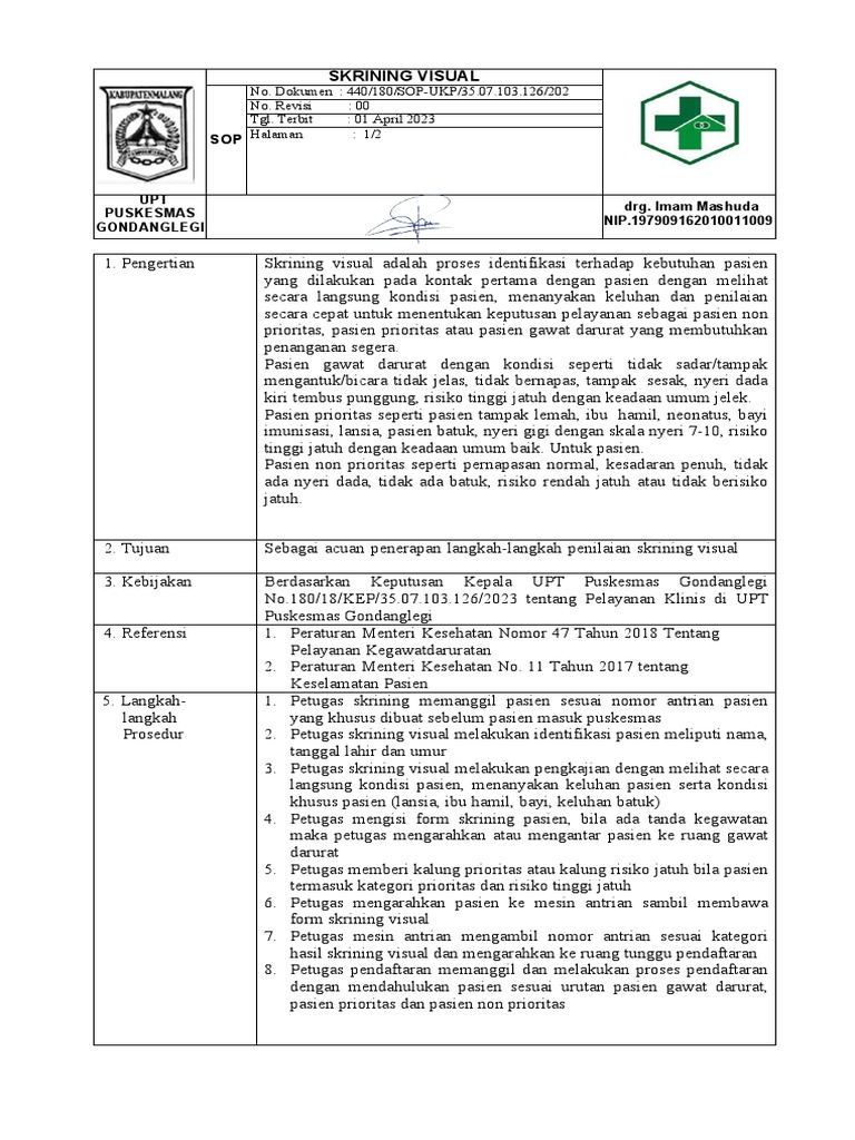 SOP SKRINING VISUAL | PDF