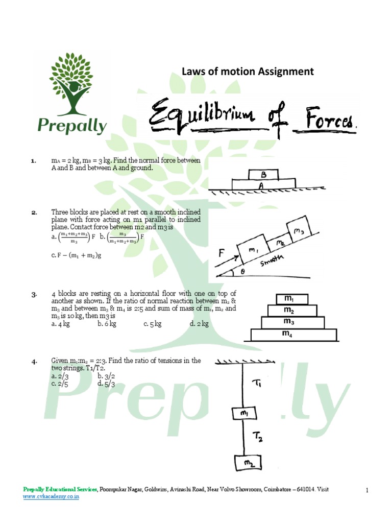 LOM - Assignment 1 - equilibrium of forces | PDF | Force | Tension (Physics)