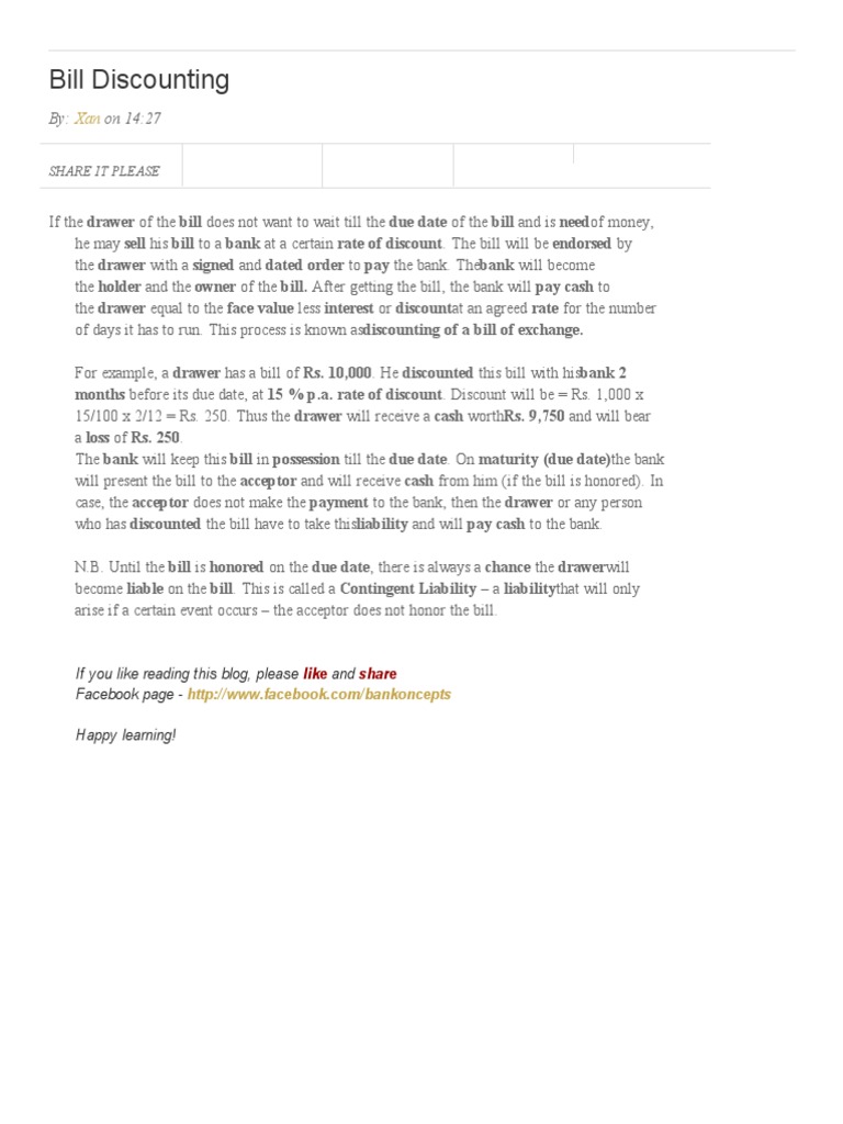 Understanding Bill Discounting Process | PDF | Business | Finance ...