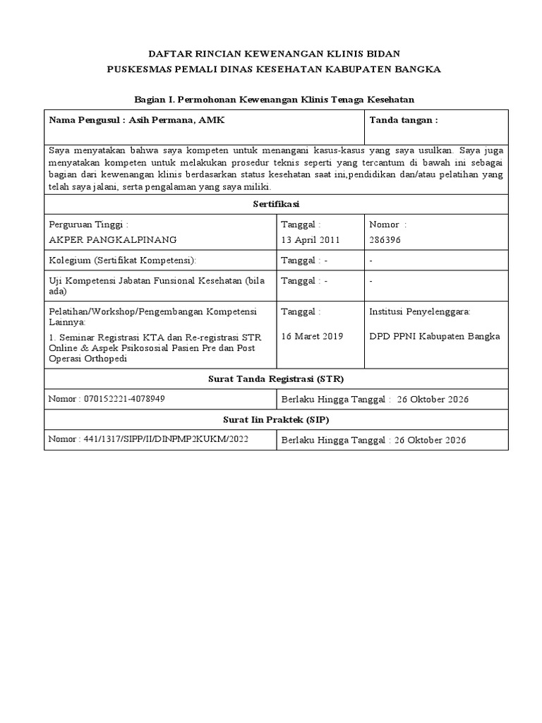 Draft - Instrumen Kredensial - Bidan | PDF