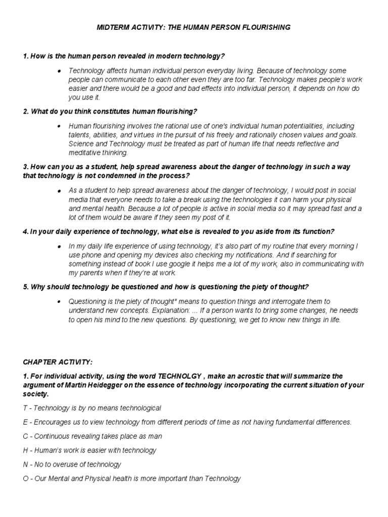 Midterm Activity | PDF | Thought | Experience
