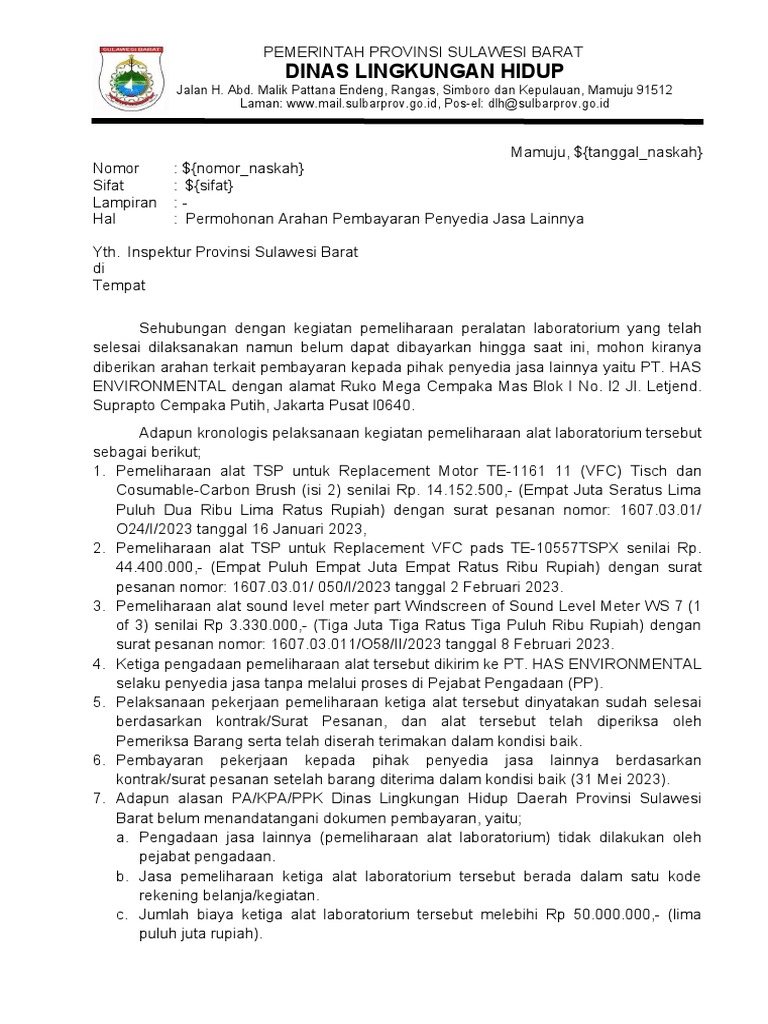 Surat Ke Inspektorat | PDF