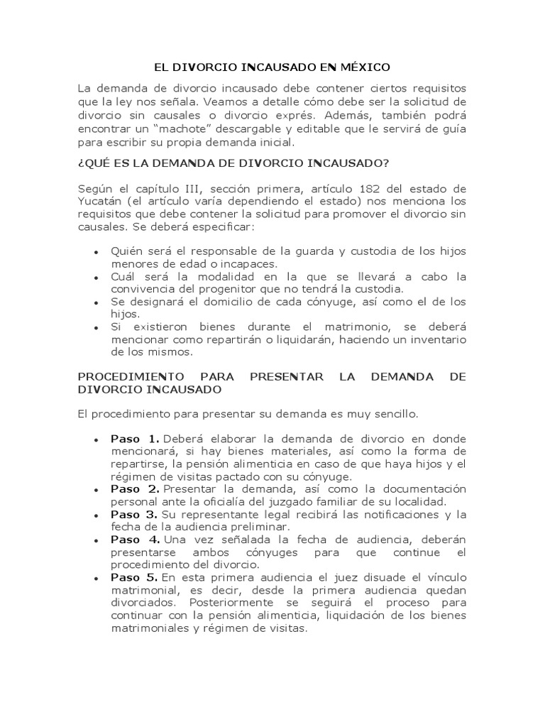 EL DIVORCIO INCAUSADO EN MÉXICO_INFORMACION | PDF