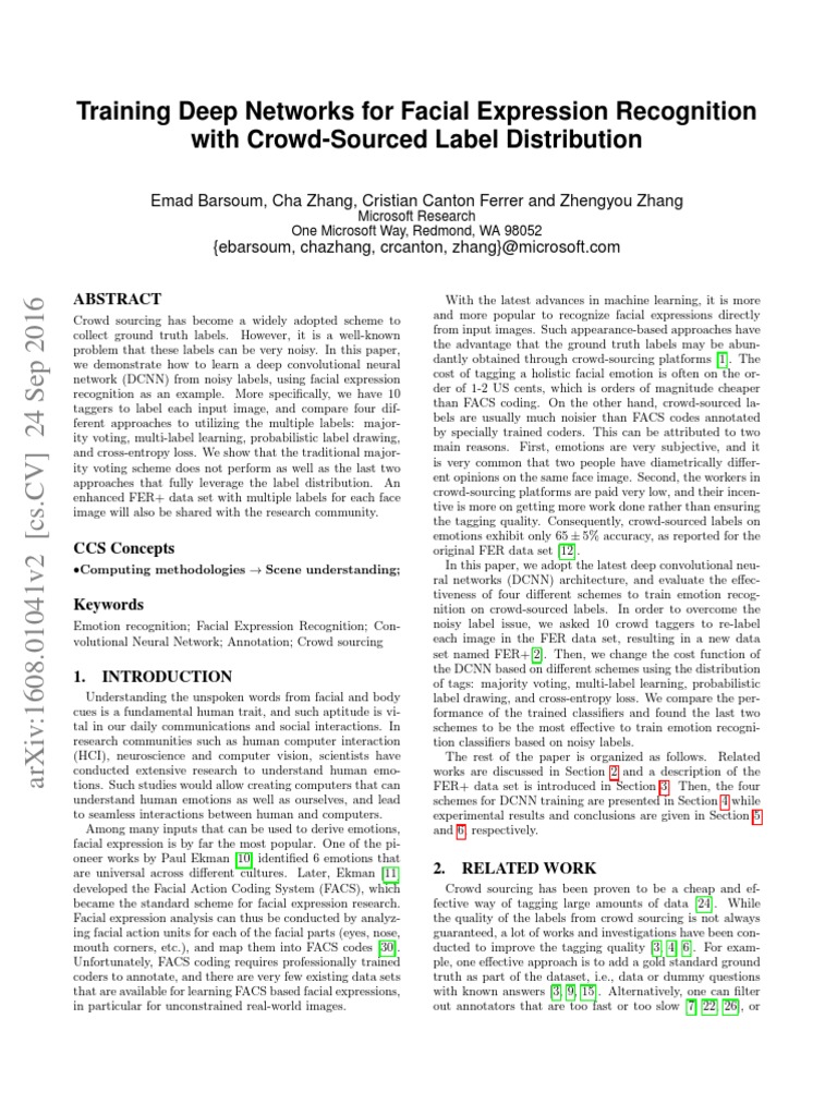 Deep Learning for Facial Expression Recognition | PDF