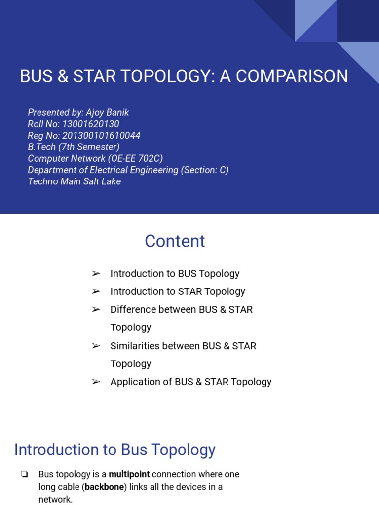 Bus & Star topology in computer Network | PDF | Network Topology ...