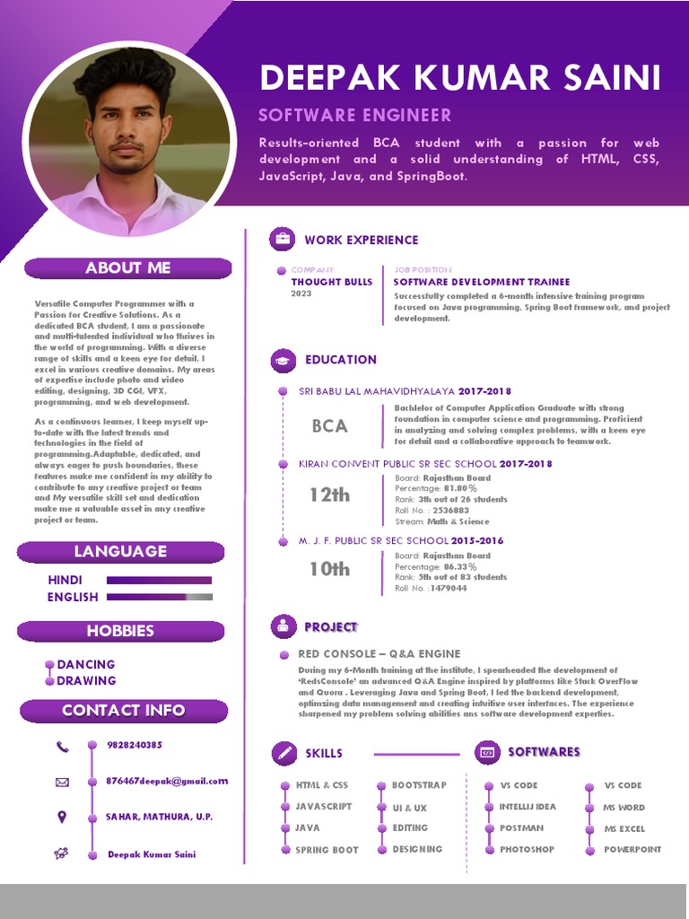 Deepak Resume | PDF | Computer Programming | Spring Framework Deepak Resume | PDF | Computer Programming | Spring Framework