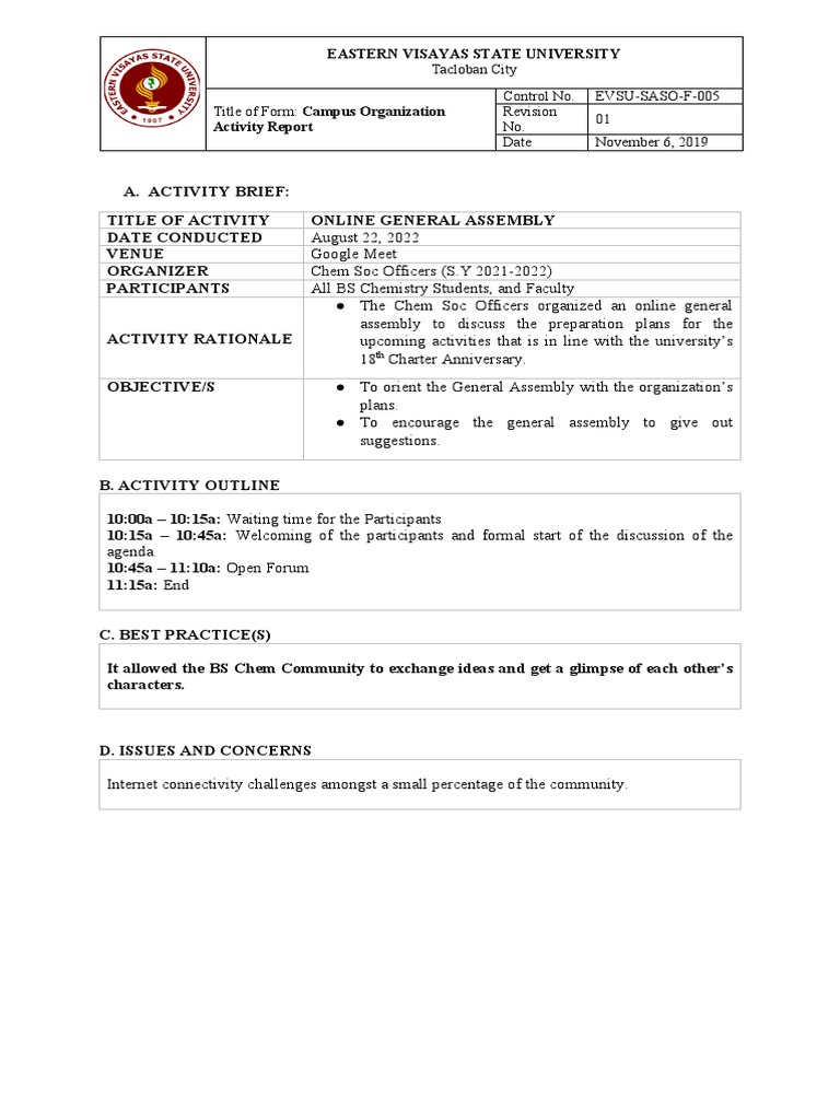 (SAMPLE) Activity Report | PDF