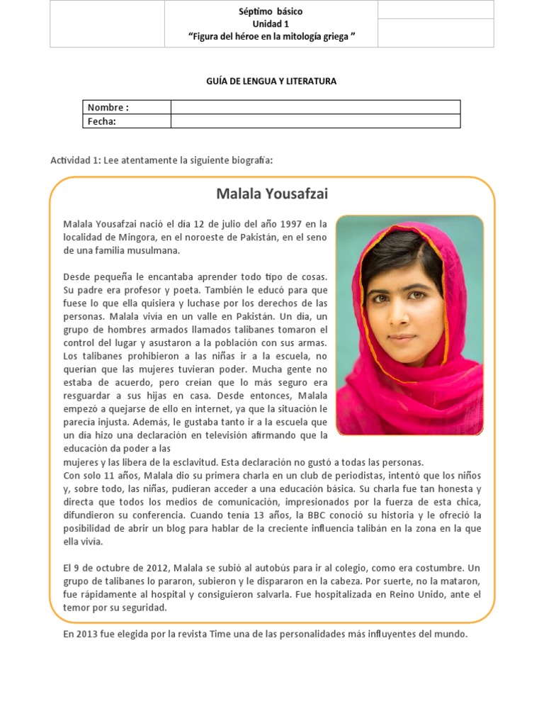 Malala Yousafzai: Héroe de la Educación | PDF | Malala Yousafzai