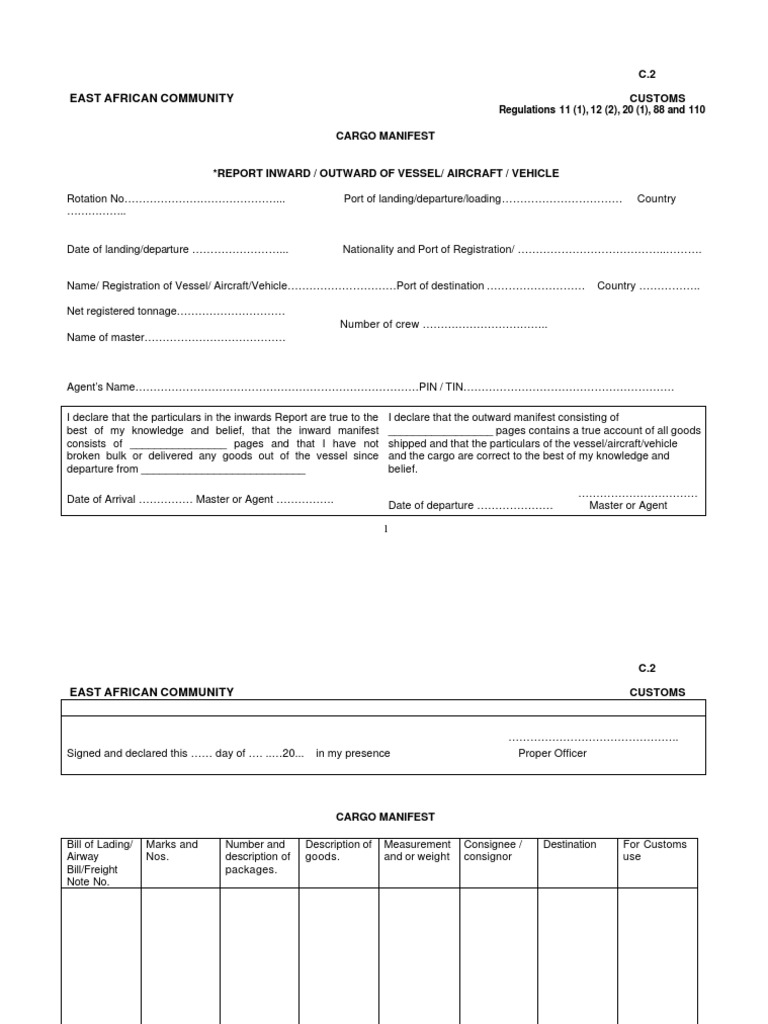 c2 Cargo Manifest | PDF