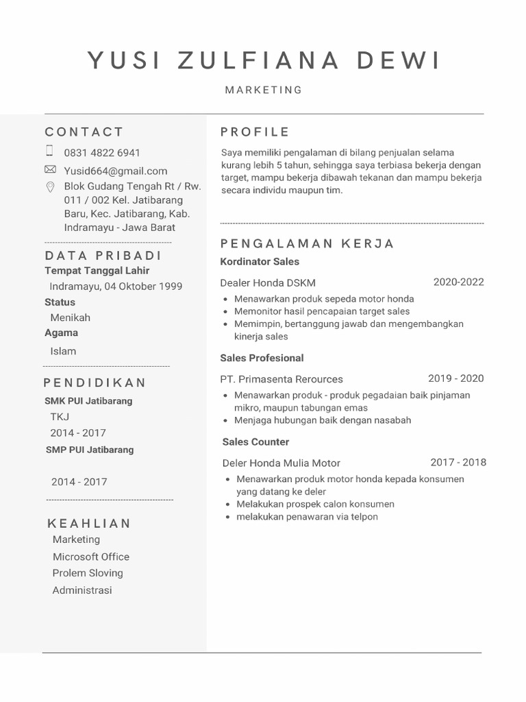 Minimalist White and Grey Professional Resume | PDF