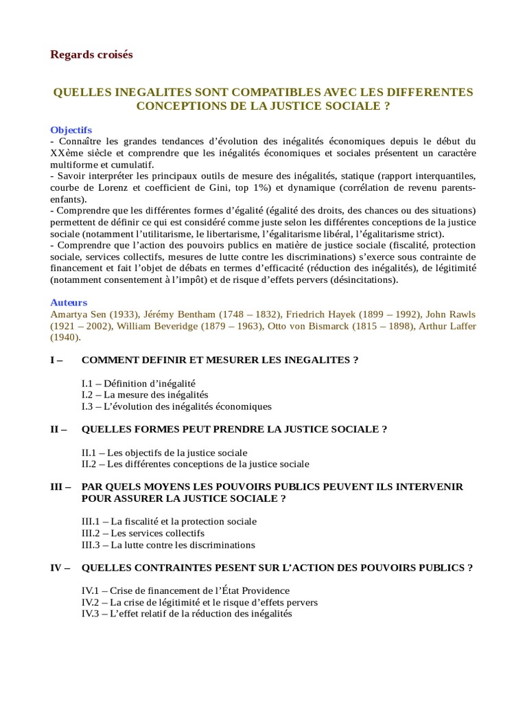Inégalités et justice sociale : enjeux clés | PDF | Impôts | État ...