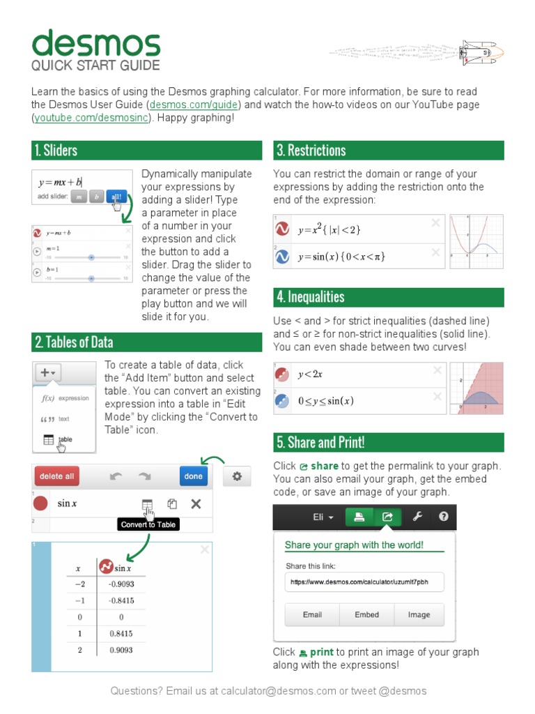 Desmos Quickstart | PDF