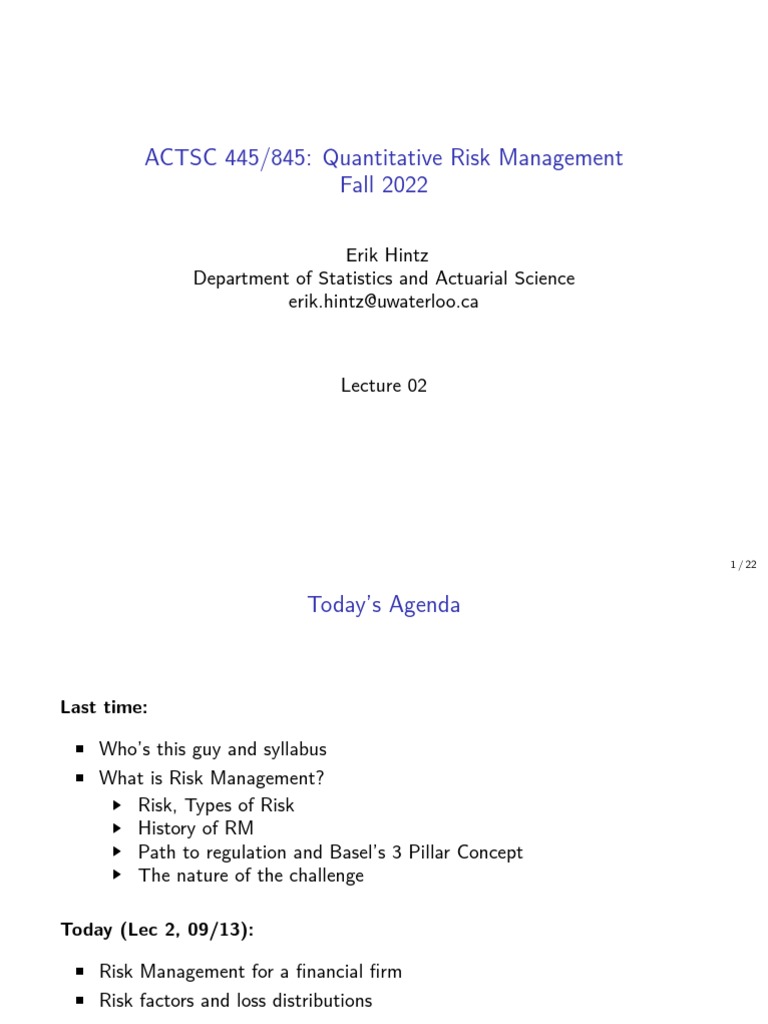 Actsc445 f2022 Lec2 | PDF | Teaching Methods & Materials
