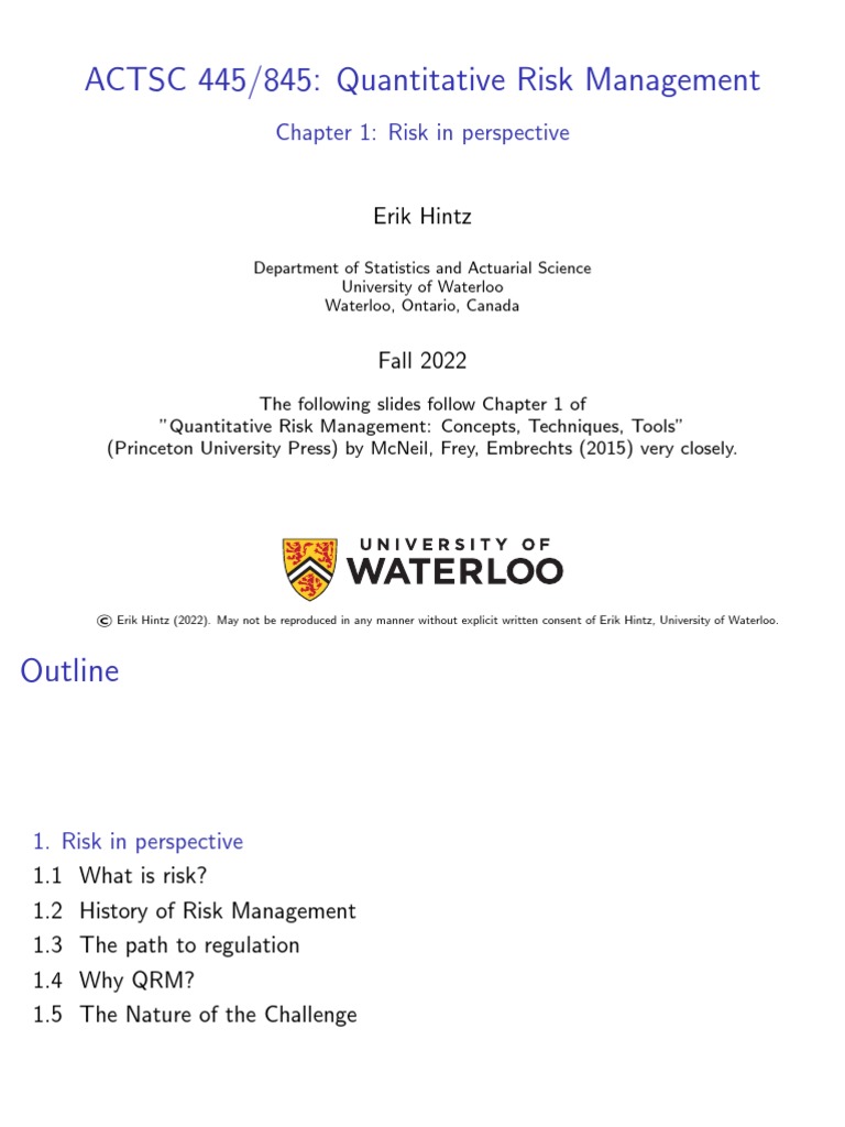 Actsc445 f2022 Lec1 | PDF