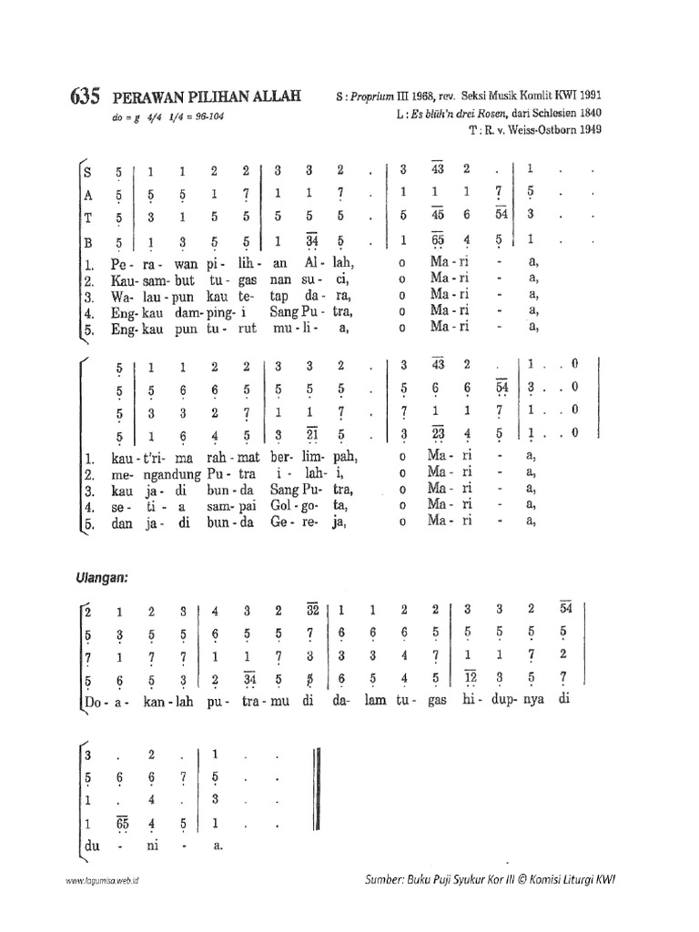 Partitur Misa Hari Minggu Biasa Xxxi 30 Oktober 2022 Pk. 18.00 Koor ...