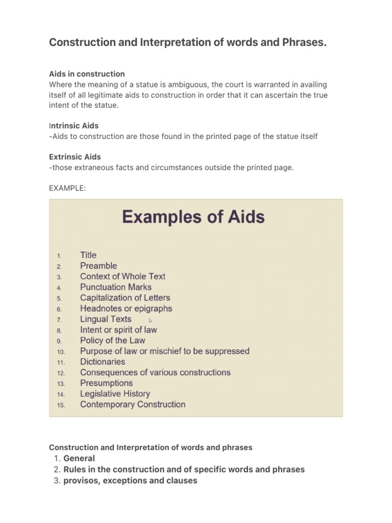 Construction and Interpretation of Words and Phrases. | PDF