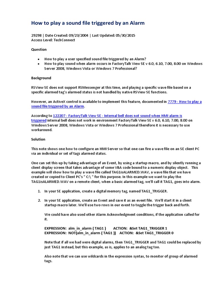 How To Play A Sound File Triggered by An Alarm | PDF