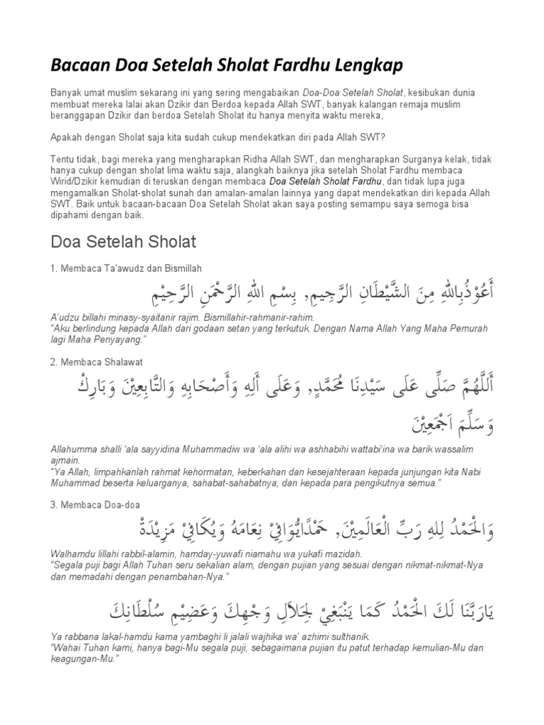 Doa Lengkap Setelah Sholat Fardhu | PDF