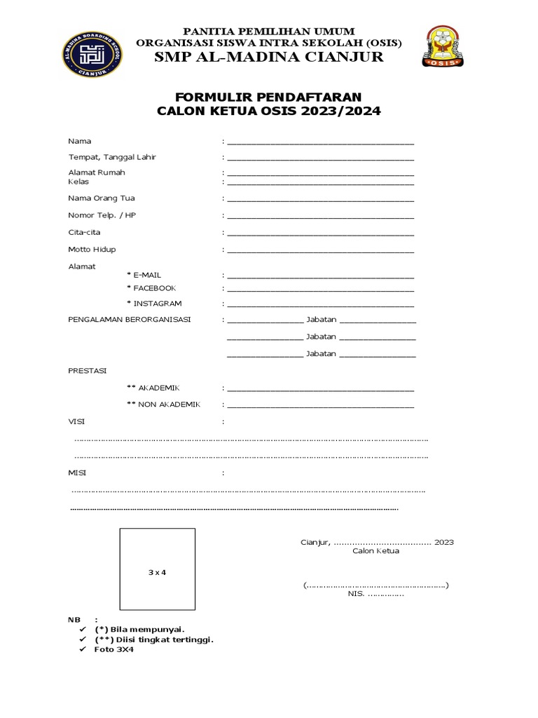 Formulir Pendaftaran SMP | PDF