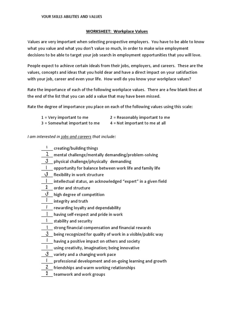 Workplace Values | PDF | Employment | Leadership