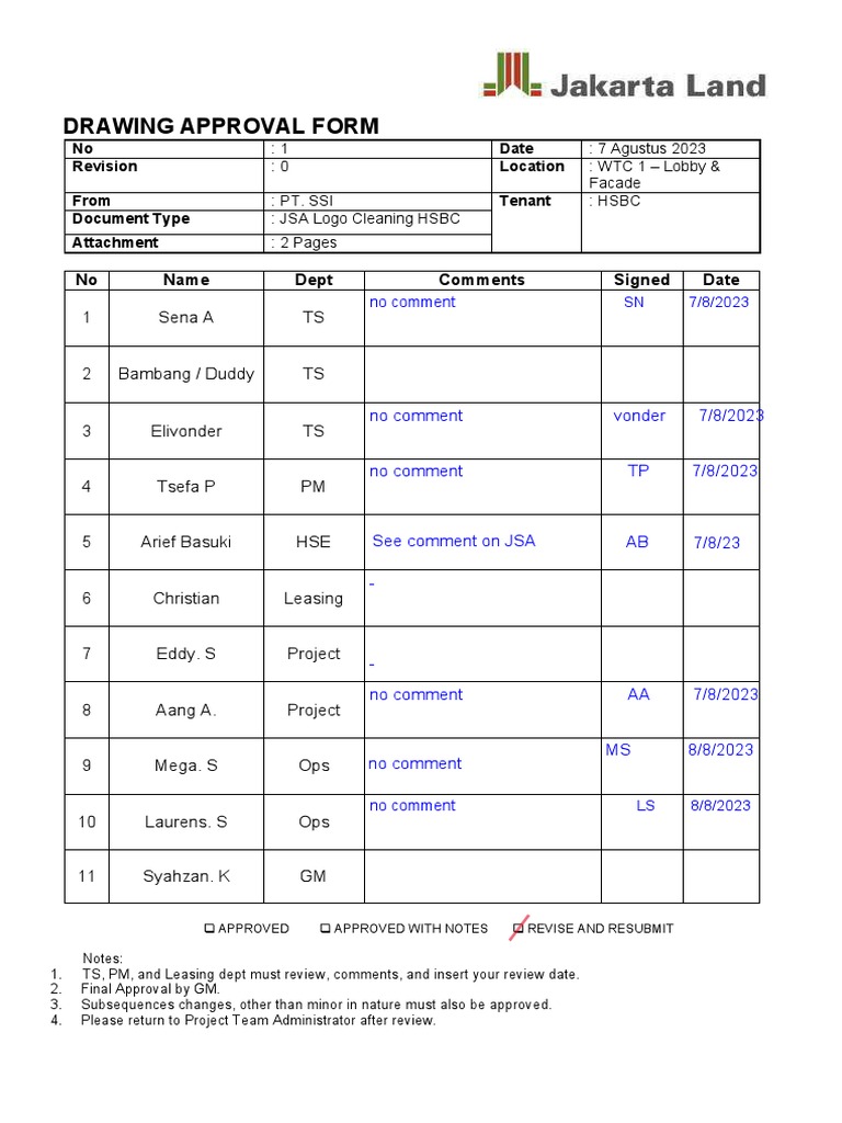 JSA Cleaning Logo HSBC WTC 1 - Commented | PDF JSA Cleaning Logo HSBC WTC 1 - Commented | PDF