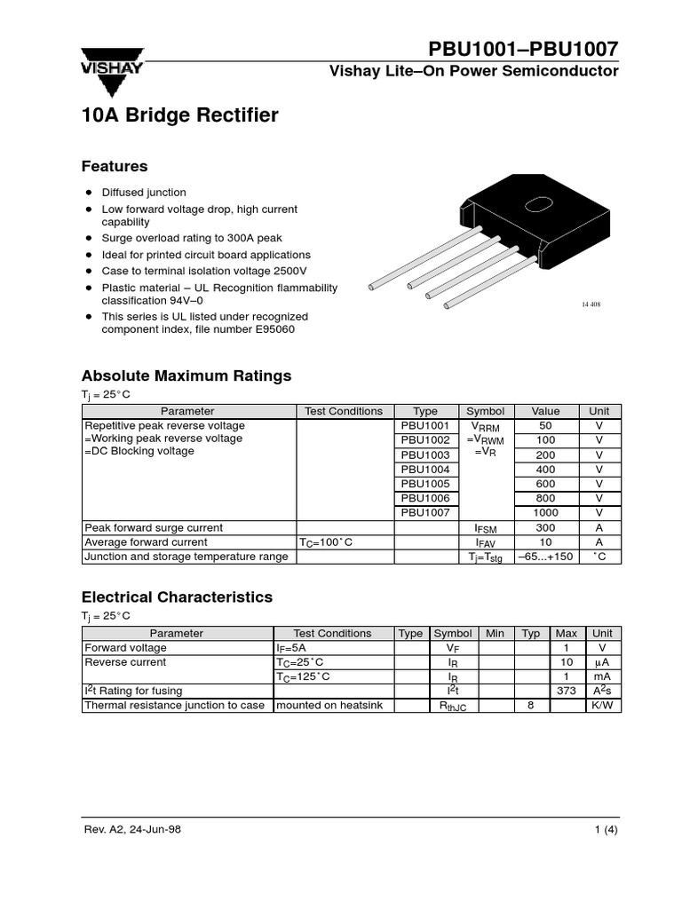 10A Bridge Rectifier Specs | PDF