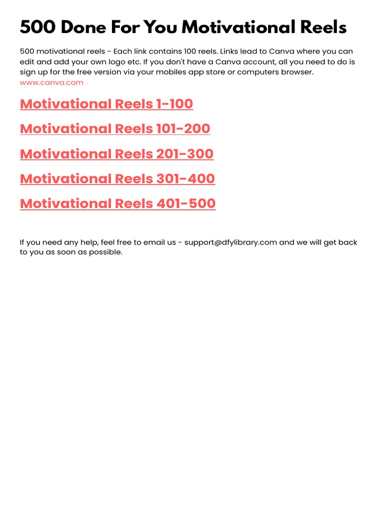 500 Done For You Motivational Reels | PDF