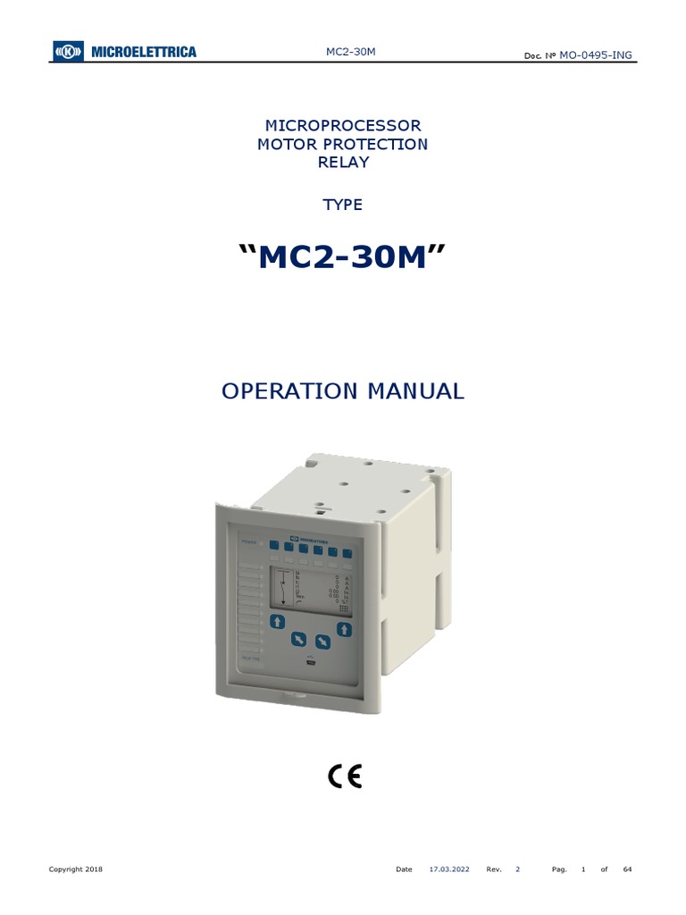 Operation Manual: Microprocessor Motor Protection Relay Type | PDF ...