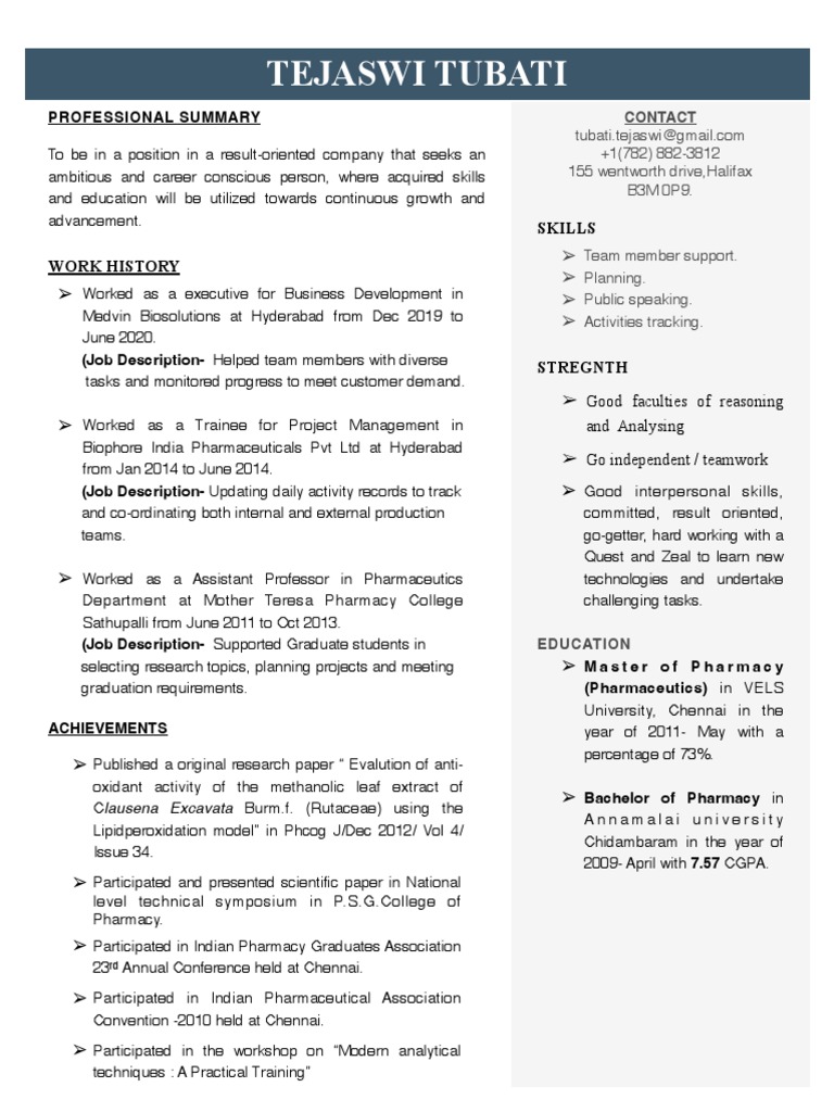 Tejaswi Resume PDF | PDF