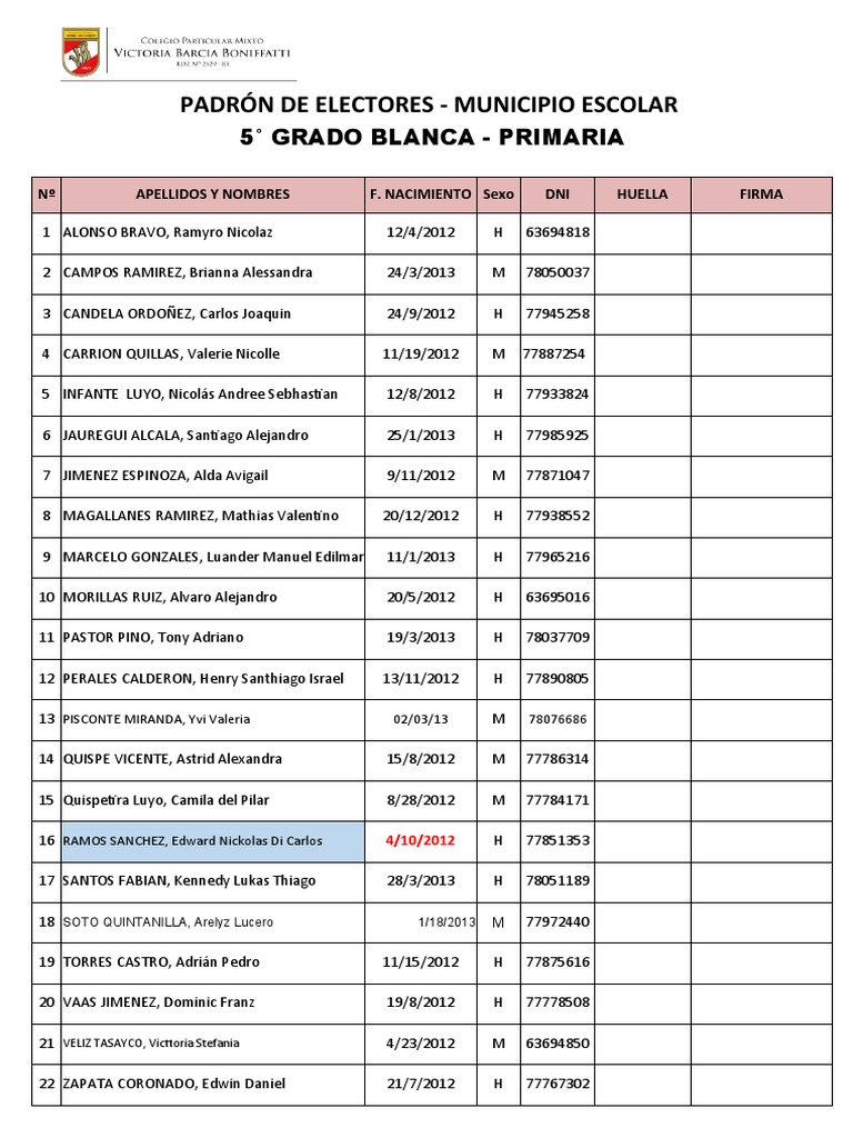 Padron de Electores - 2023 | PDF