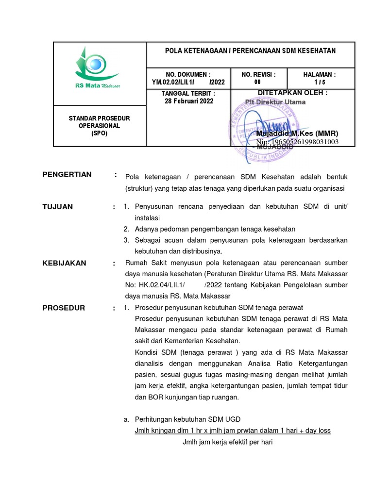 SPO POLA Ketenagaan - Perencanaan SDM | PDF