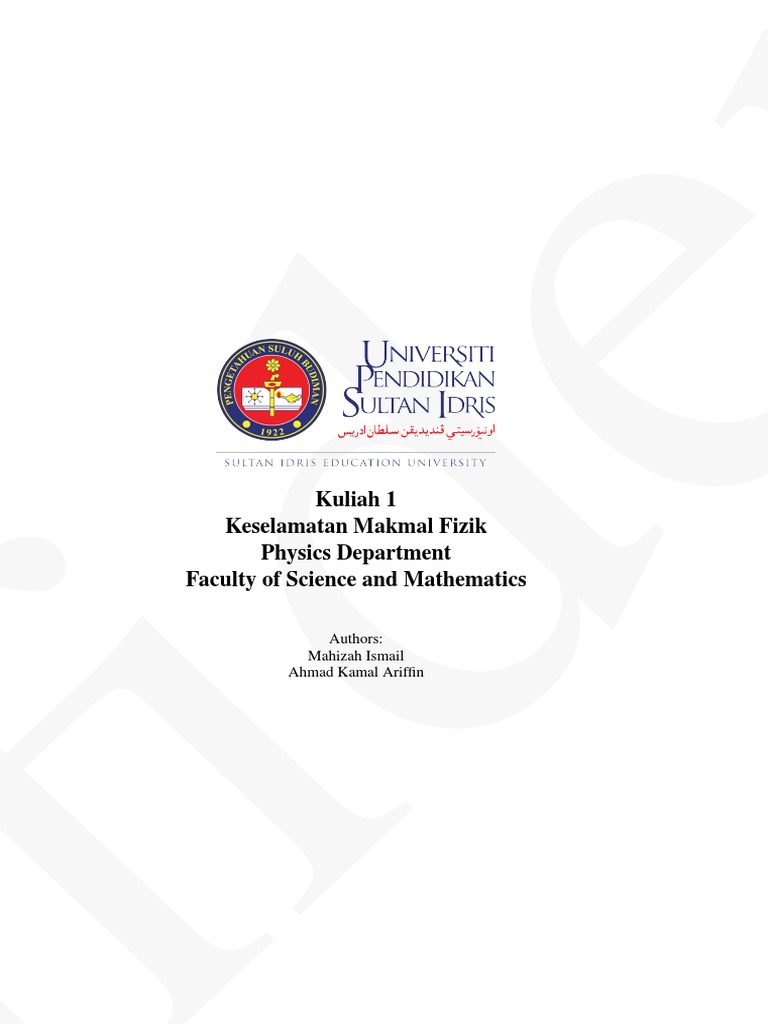 Lecture 1 - 1 Keselamatan Makmal | PDF