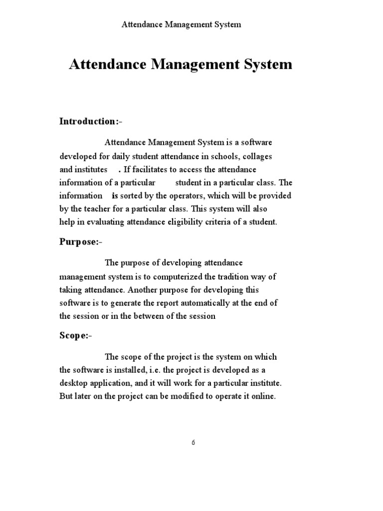 15.project Attendence Managemnt System | PDF