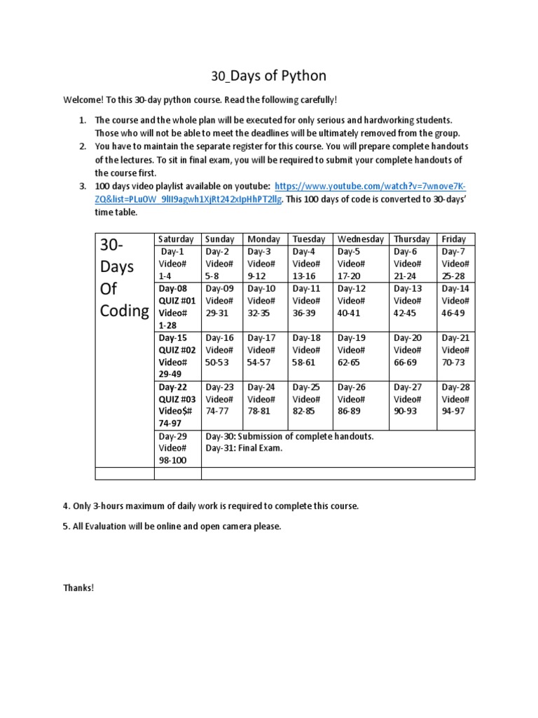 30 Days Python | PDF 30 Days Python | PDF