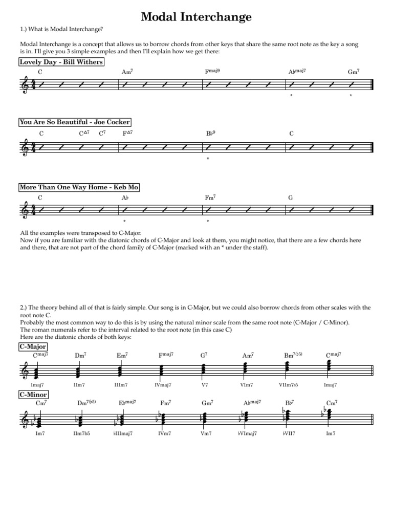 The Modal Interchange - Workshop - V1 | PDF | Mode (Music) | Chord (Music)