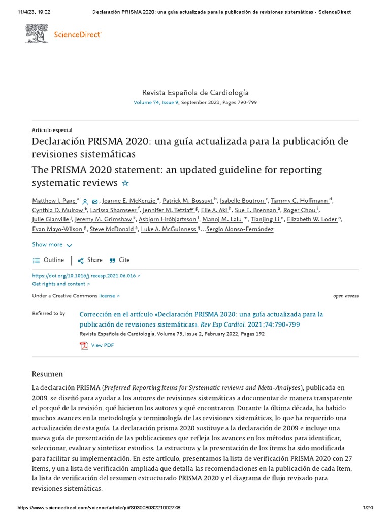 Declaración PRISMA 2020 - Una Guía Actualizada para La Publicación de Revisiones Sistemáticas ...