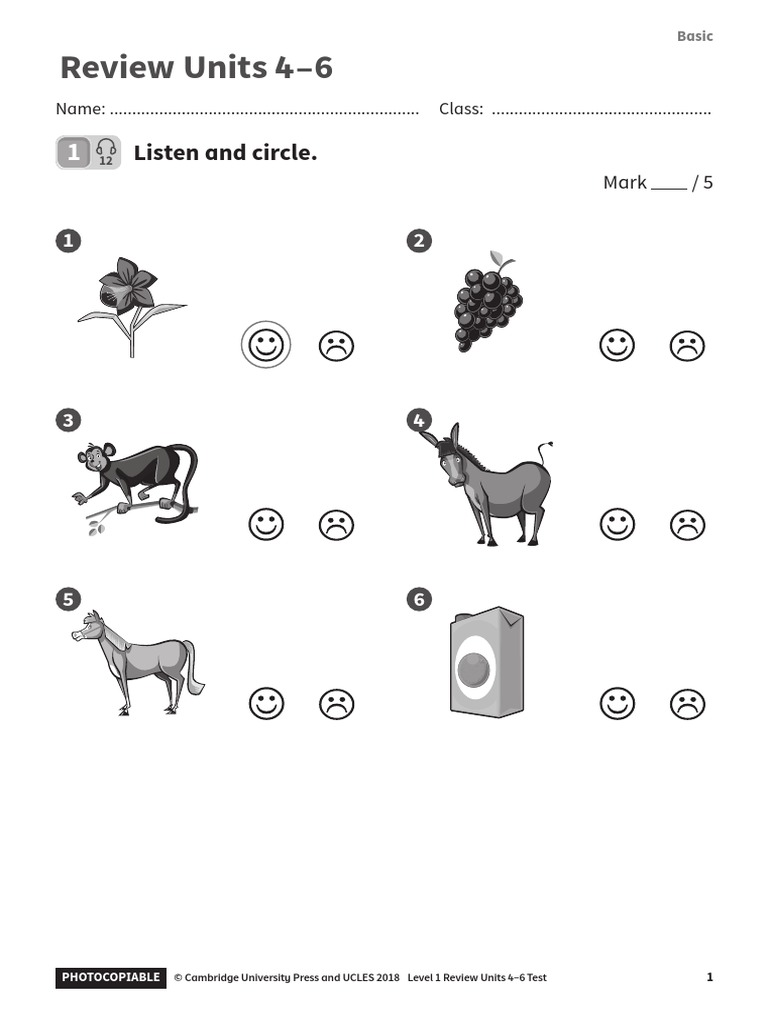Review Units 4-6: Listen and Circle | PDF