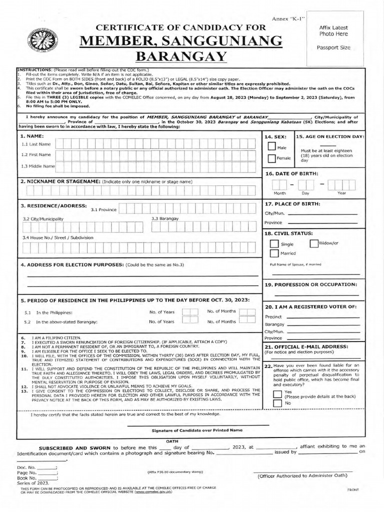 Coc Sangguniang Barangay | PDF | Justice | Crime & Violence