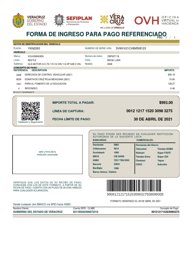 Pago Tenencia 2021 | PDF | Servicios financieros | Bancos